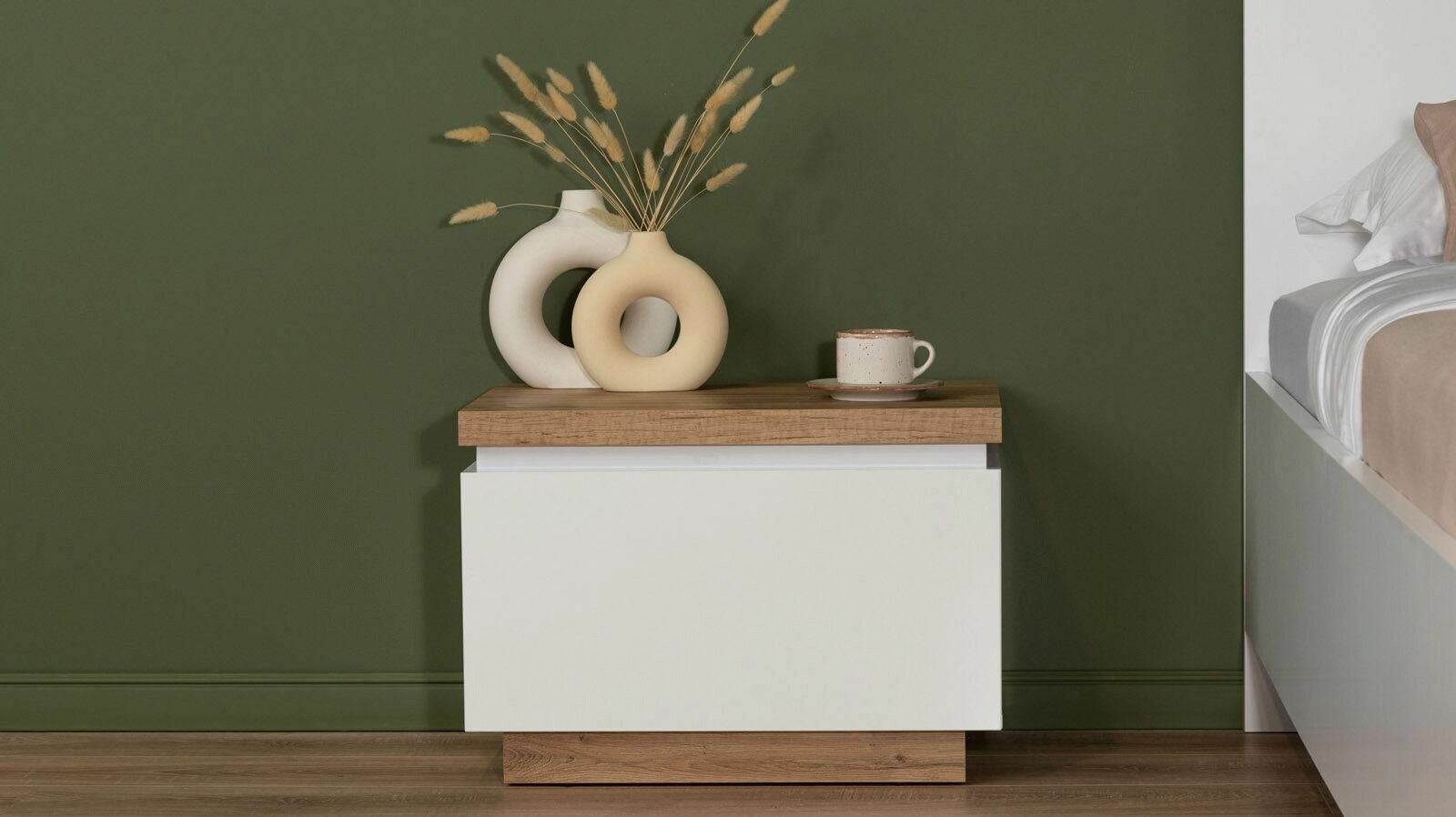 Тумба Askona (Аскона) Issa (Исса) Белый+Дуб минерва 58х41х41