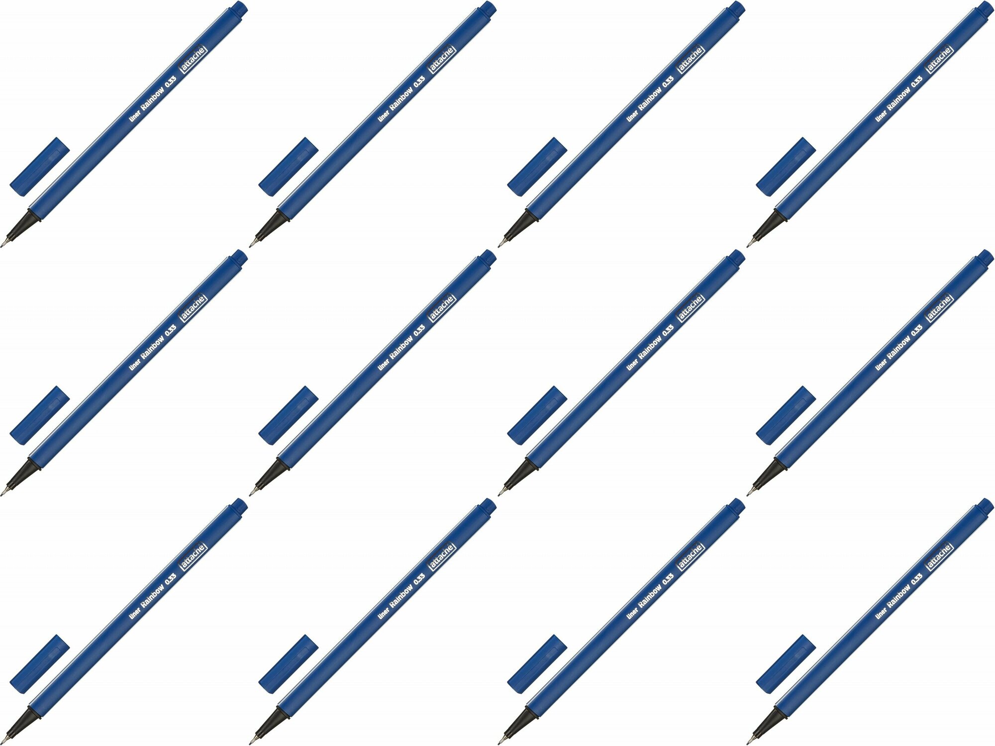 Attache Ручка-линер Rainbow 0,33 мм синий, 12 шт