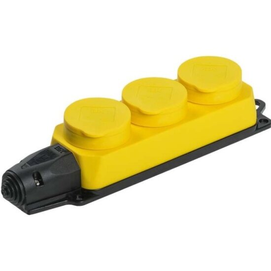 Розетка Iek 3-м омега РБ33-1-0м IP44 каучук, Желтый, PKR61-016-2-K05