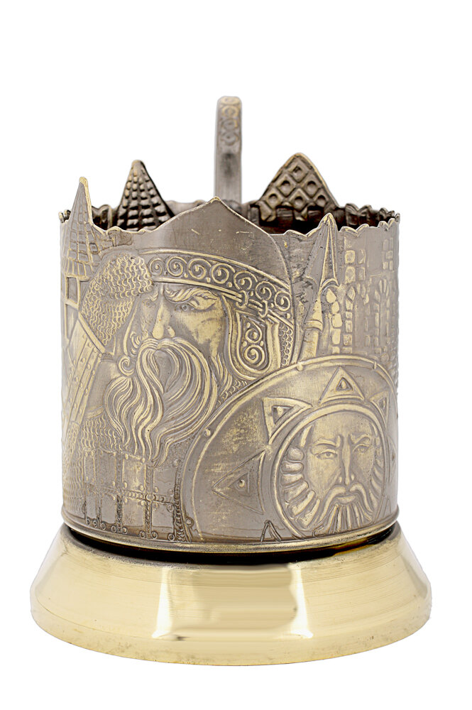 Подстаканник подарочный латунный Богатырская застава (16046)