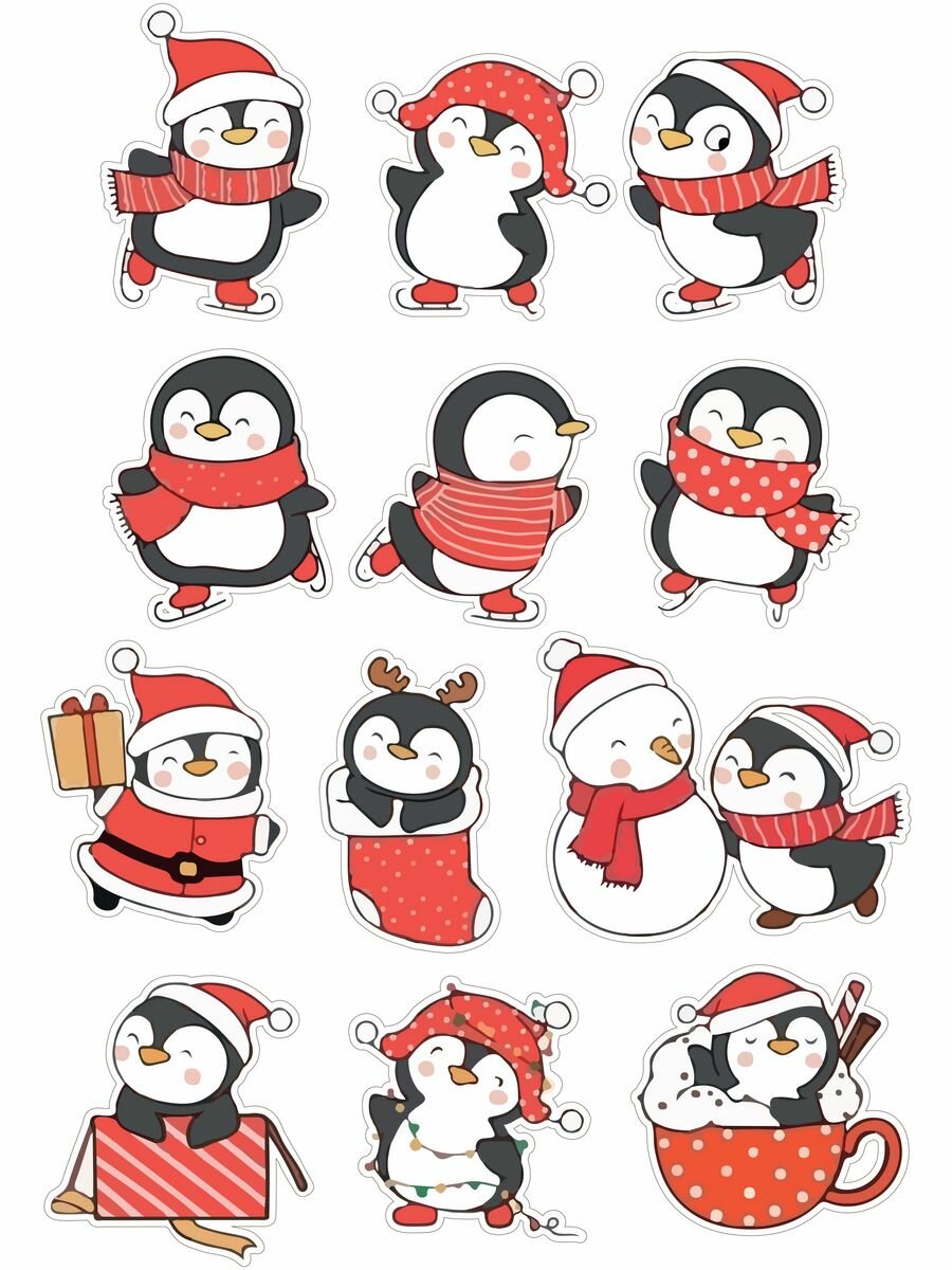 Набор наклеек А4 "Пингвины-1"