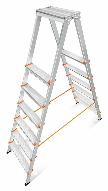 Двухсторонняя Стремянка Эйфель Мастер 80-206, Рабочая Высота 3.41 М, Нагрузка 150 Кг.