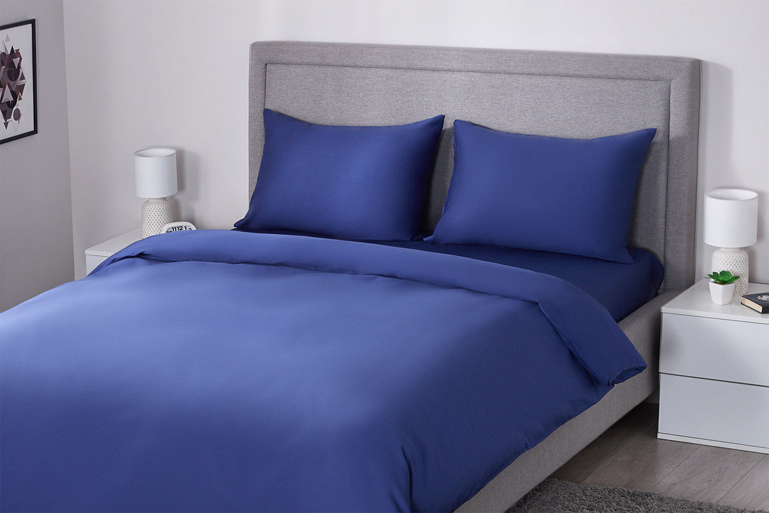Постельное белье семейное MICASA Azul, Сатин 145х220 см, цвет синий