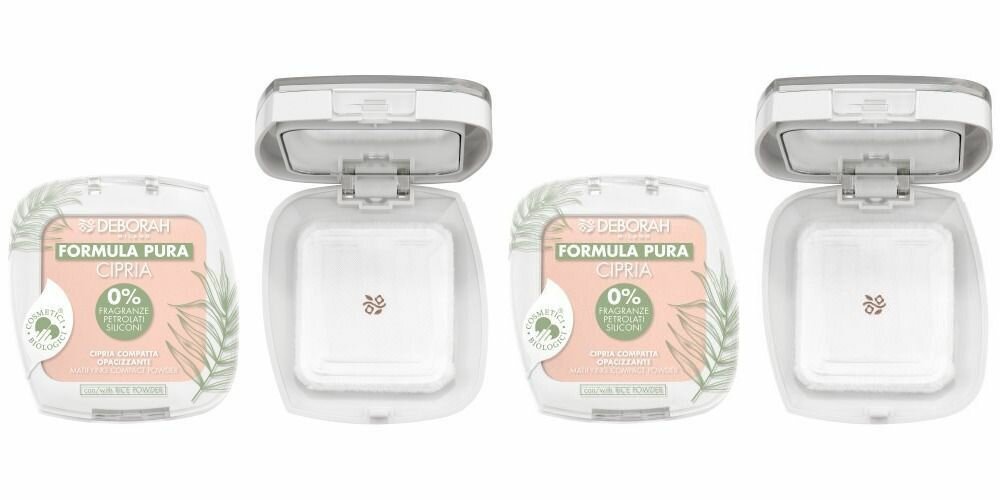 Deborah Milano Пудра для лица Formula Pura Matifying Compact Powder, матирующая, тон 01, Ванильный, 9 г, 2 шт