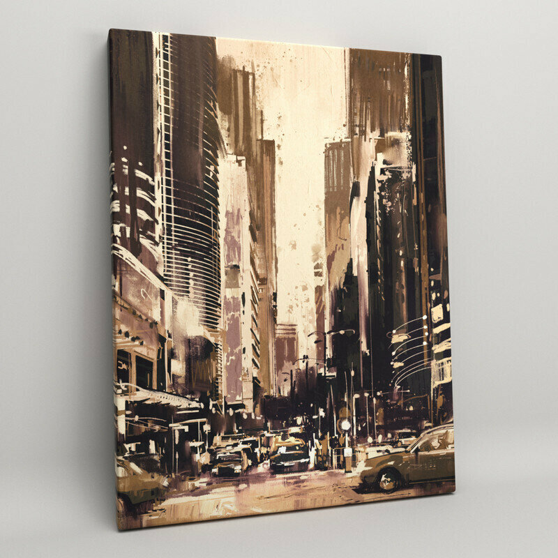 Картина на холсте (интерьерный постер) "Нью-Йорк в стиле ретро", с деревянным подрамником, размер 22x30 см