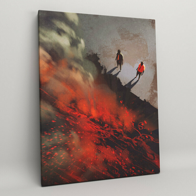 Картина на холсте (интерьерный постер) "Двое мужчин стоят у обрыва", с деревянным подрамником, размер 45x60 см
