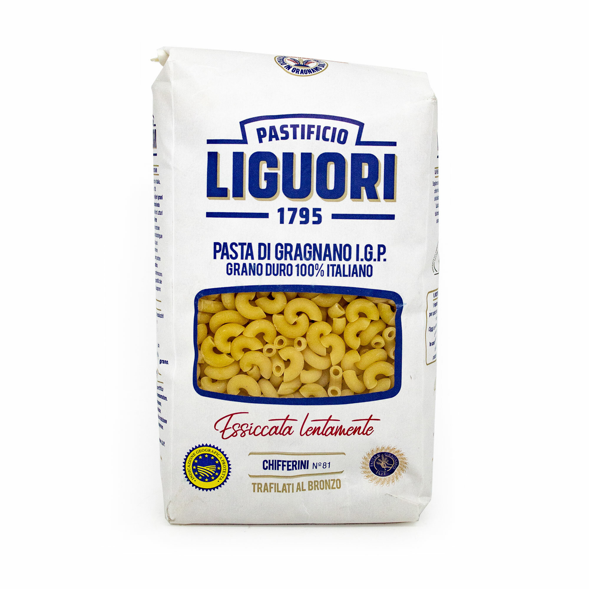 Кифферини №81, паста из Граньяно I.G.P. из твердых сортов пшеницы, LIGUORI, 0,5 кг (бум/упак)