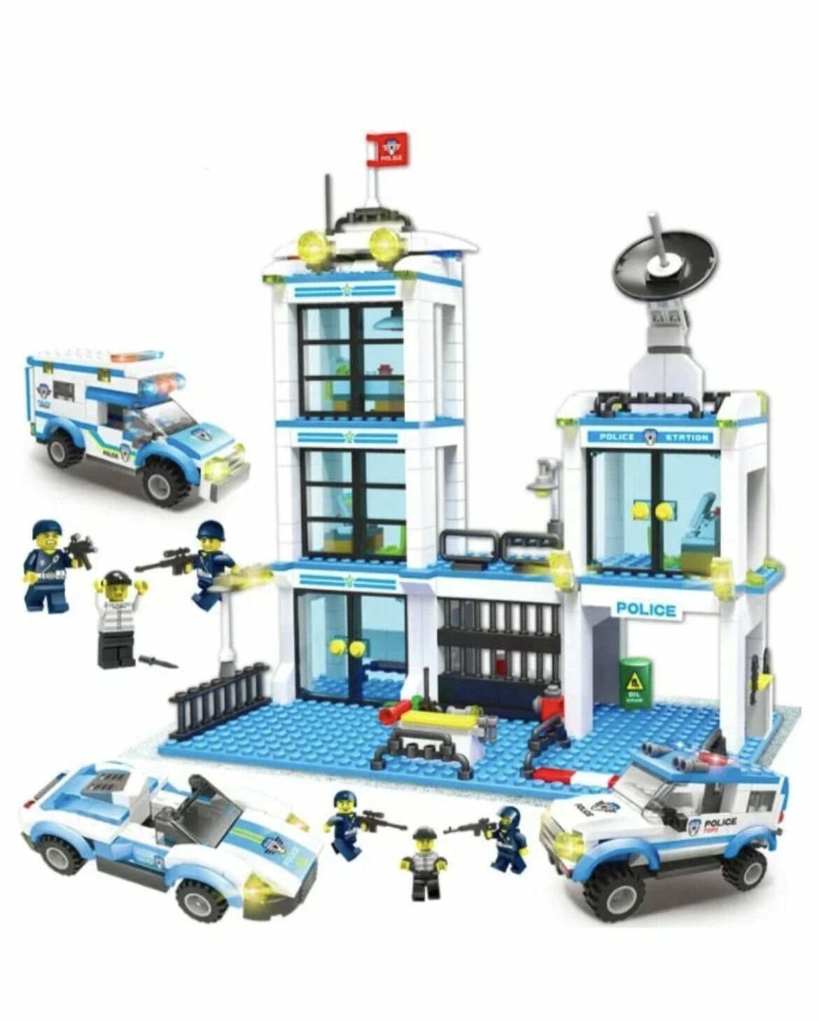 Конструктор полицейский участок с транспортом 818 деталей, полиция с 3 фигурками