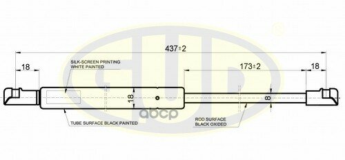 Амортизатор багажника FIAT FIAT GRANDE PUNTO (199), 10/05- 350N L=437/173MM G.U.D арт. GGS020222