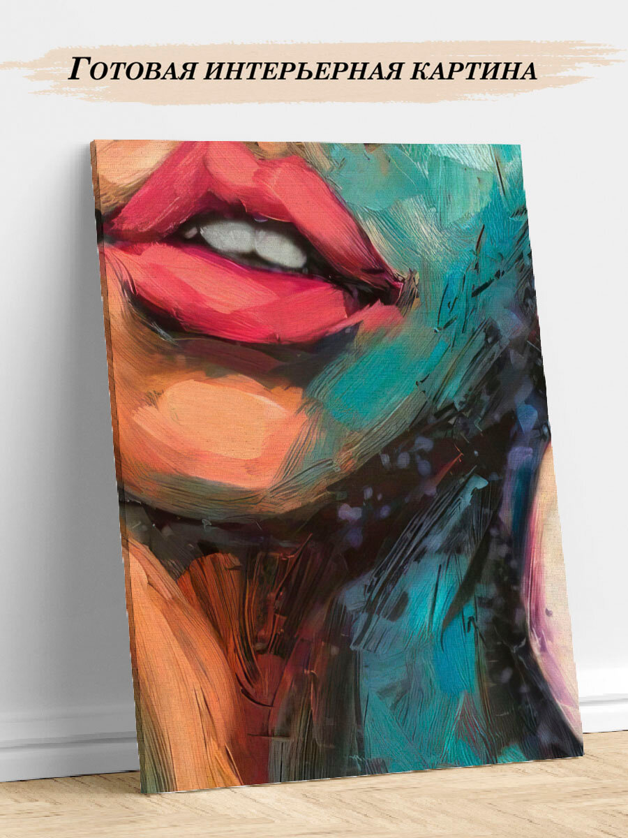 Картины для интерьера 50х70 Арт красные губы девушка