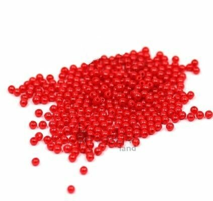 Бусины полуматовые, красный 4 мм, 500 грамм