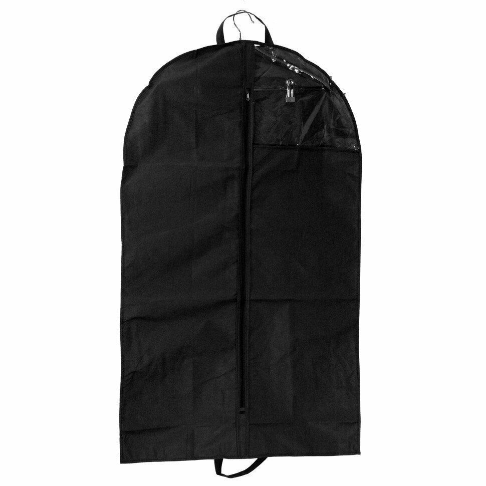 Чехол для одежды плоский 110х60 см, с ручками, окошком и молнией Магия Гуталина. (Черный)
