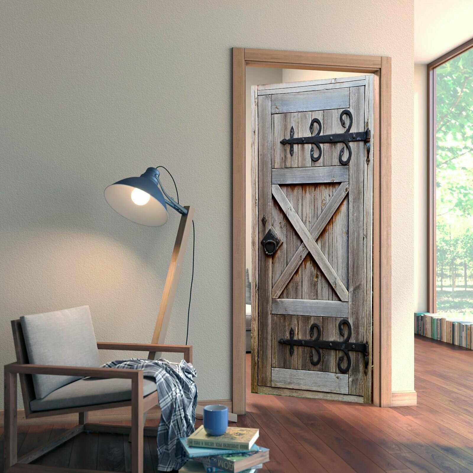 Фотообои 3d на двери самоклеющиеся HARMONY Амбарная дверь 97х202 см HDD-138 фото обои на стену 3д