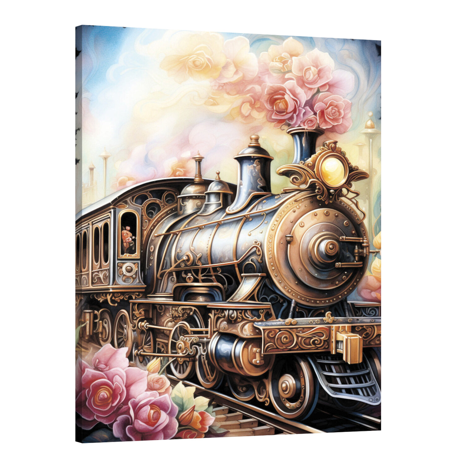 Интерьерная картина 50х70 "Паровоз роз"