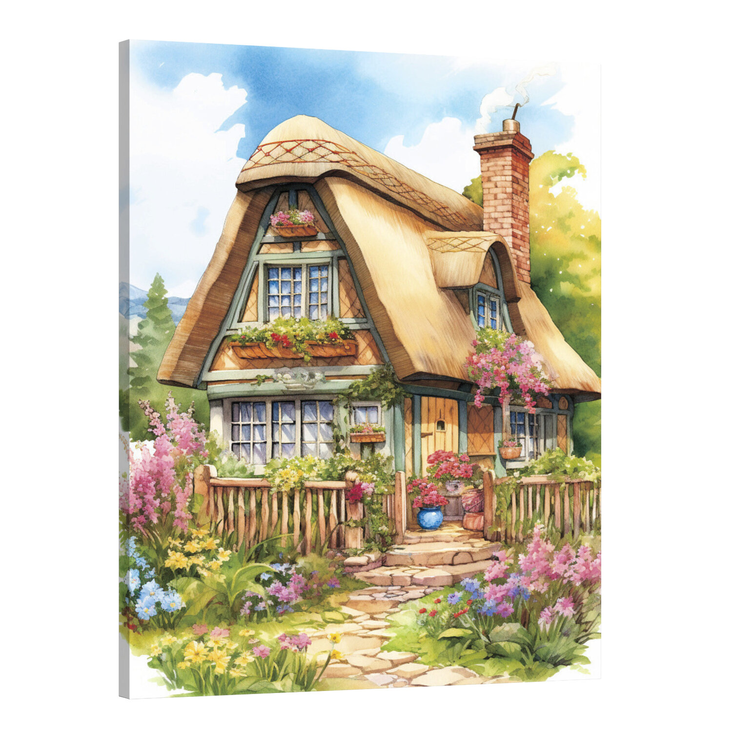 Интерьерная картина 50х70 "Домик в деревне"