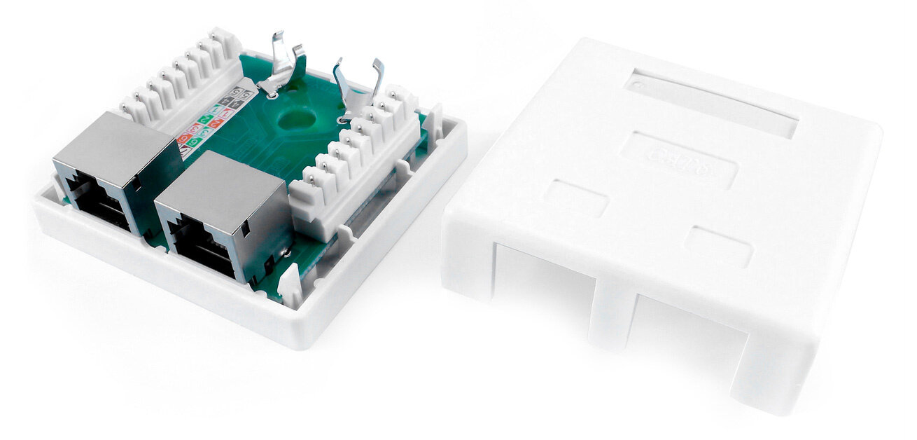 Розетка Hyperline (SB1-2-8P8C-C6-SH-WH)RJ45 2 кат.6 FTP бел. (упак:1шт)