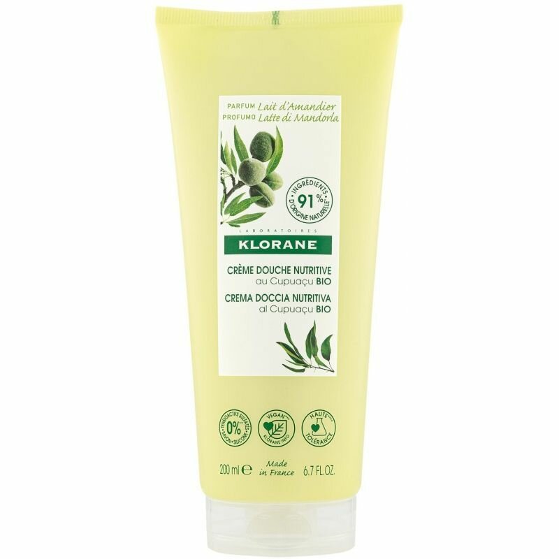 Крем-гель для душа Klorane "Миндаль/Цветок купуасу", для всех типов кожи, 200 мл