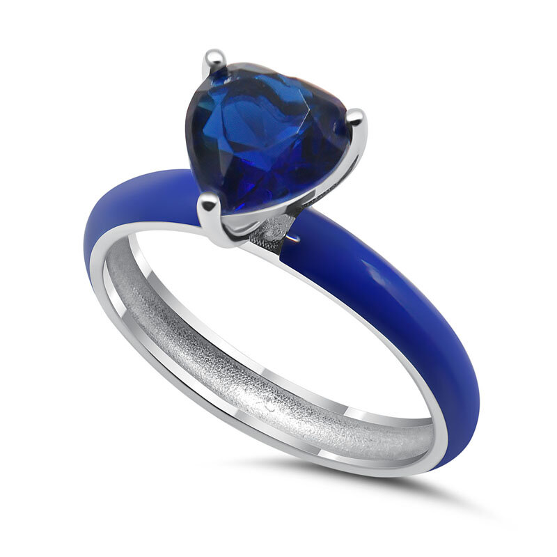 Кольцо, серебро, 925 проба, фианит, эмаль