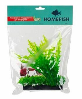 Homefish Асплениум и людвигия растение для аквариума пластиковое с грузом, 17 см