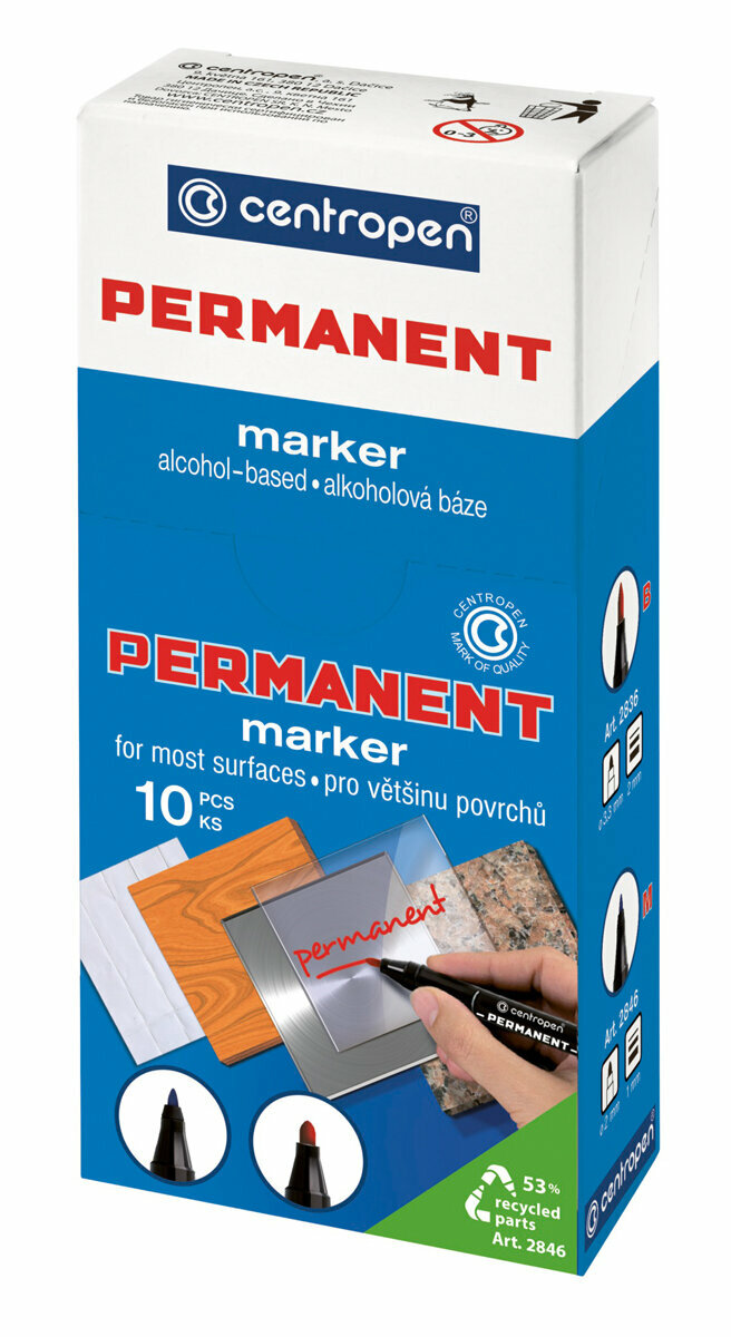 Centropen' Маркер PERMANENT 2846/1-WA76 1мм для долговременной маркировки на разных поверхностях цвет 2846/1-WA76 красный