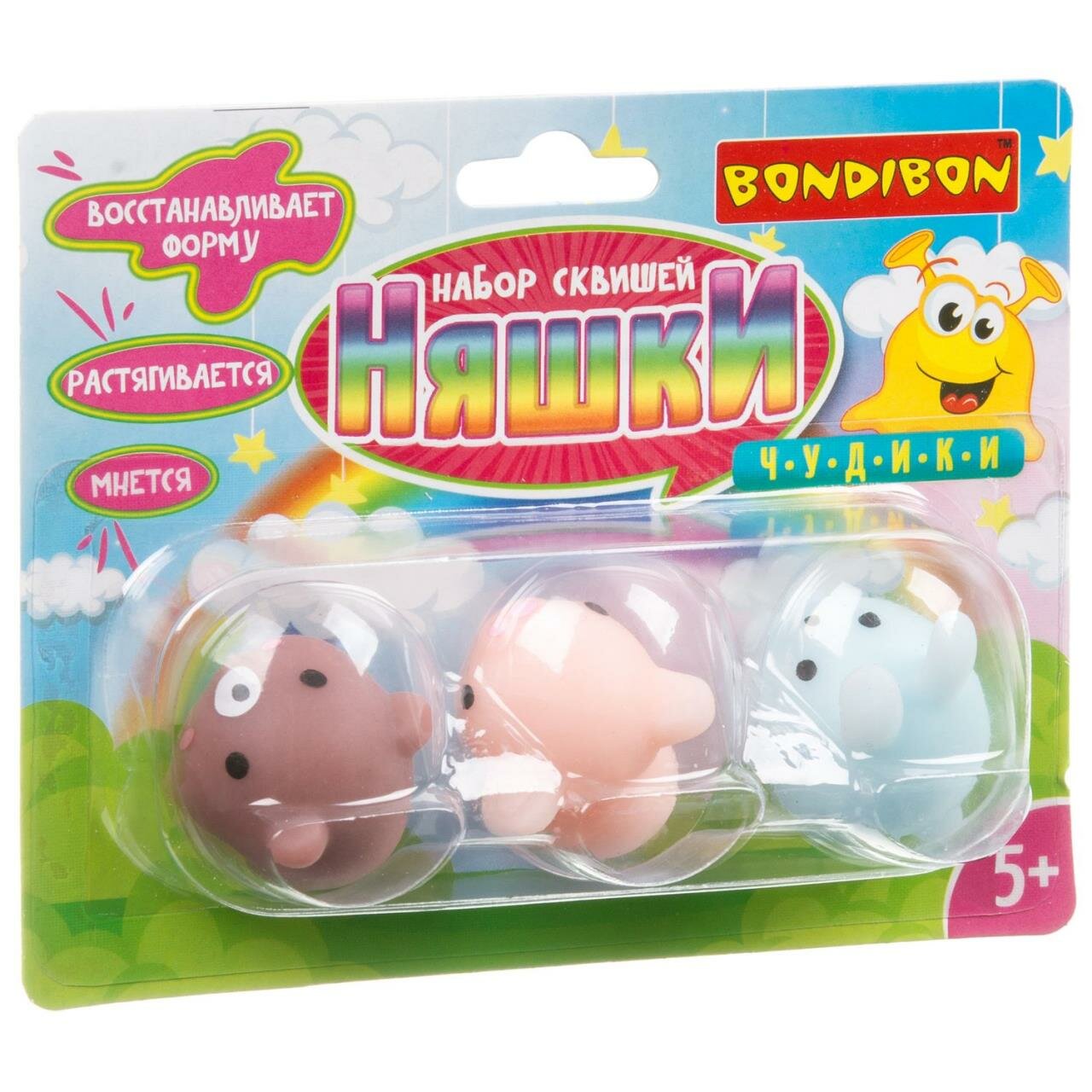 Сквиши Bondibon "Няшки", растяжимые, для мелкой моторики, 17x7x3.5 см