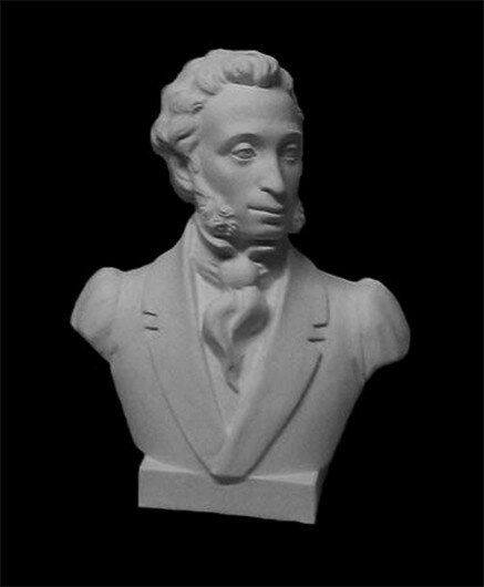 Гипс. Бюст Пушкина А. С, h=25 см, Экорше, артикул 10-121