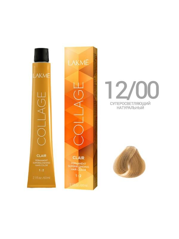 Lakme осветляющая крем-краска Collage clair, 12/00 очень светлый блондин натуральный, 60 мл