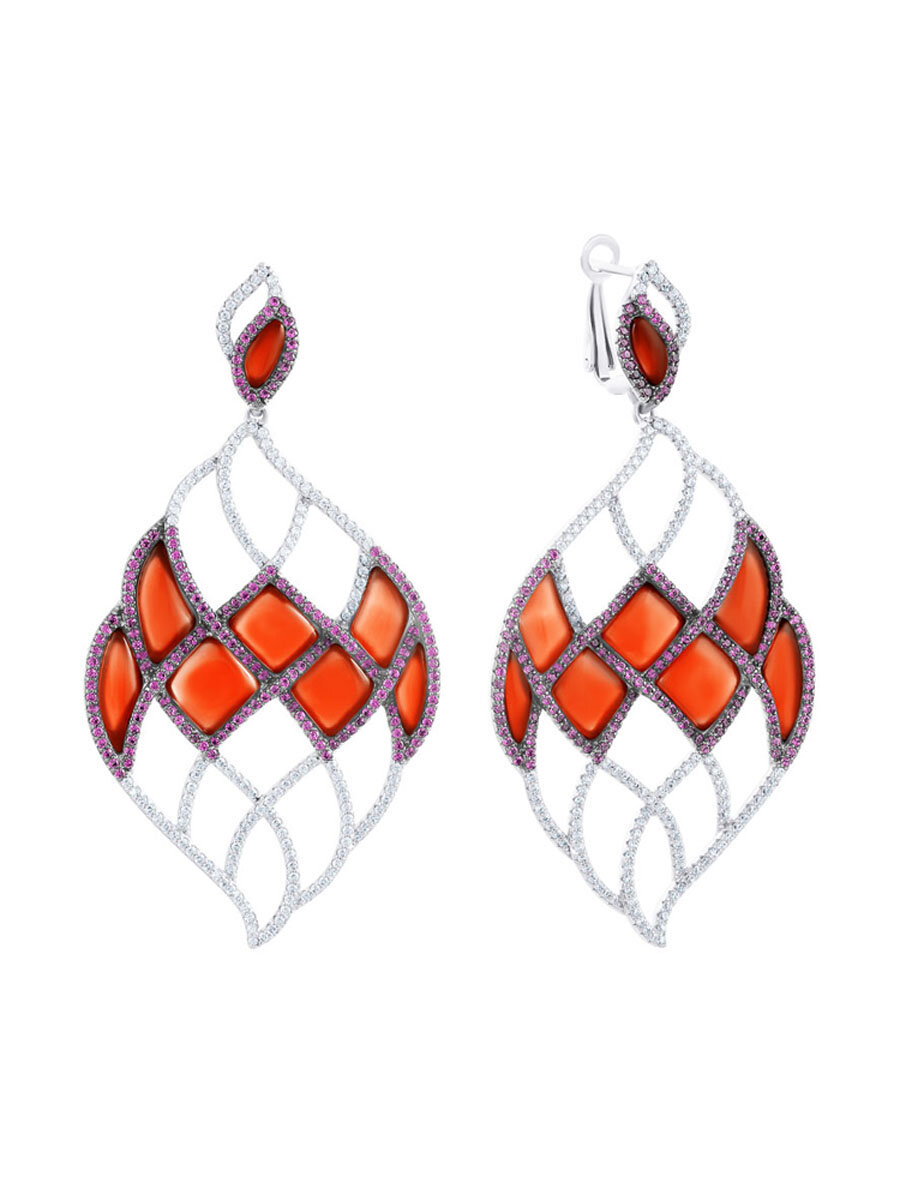 Серьги, серебро, 925 проба, агат