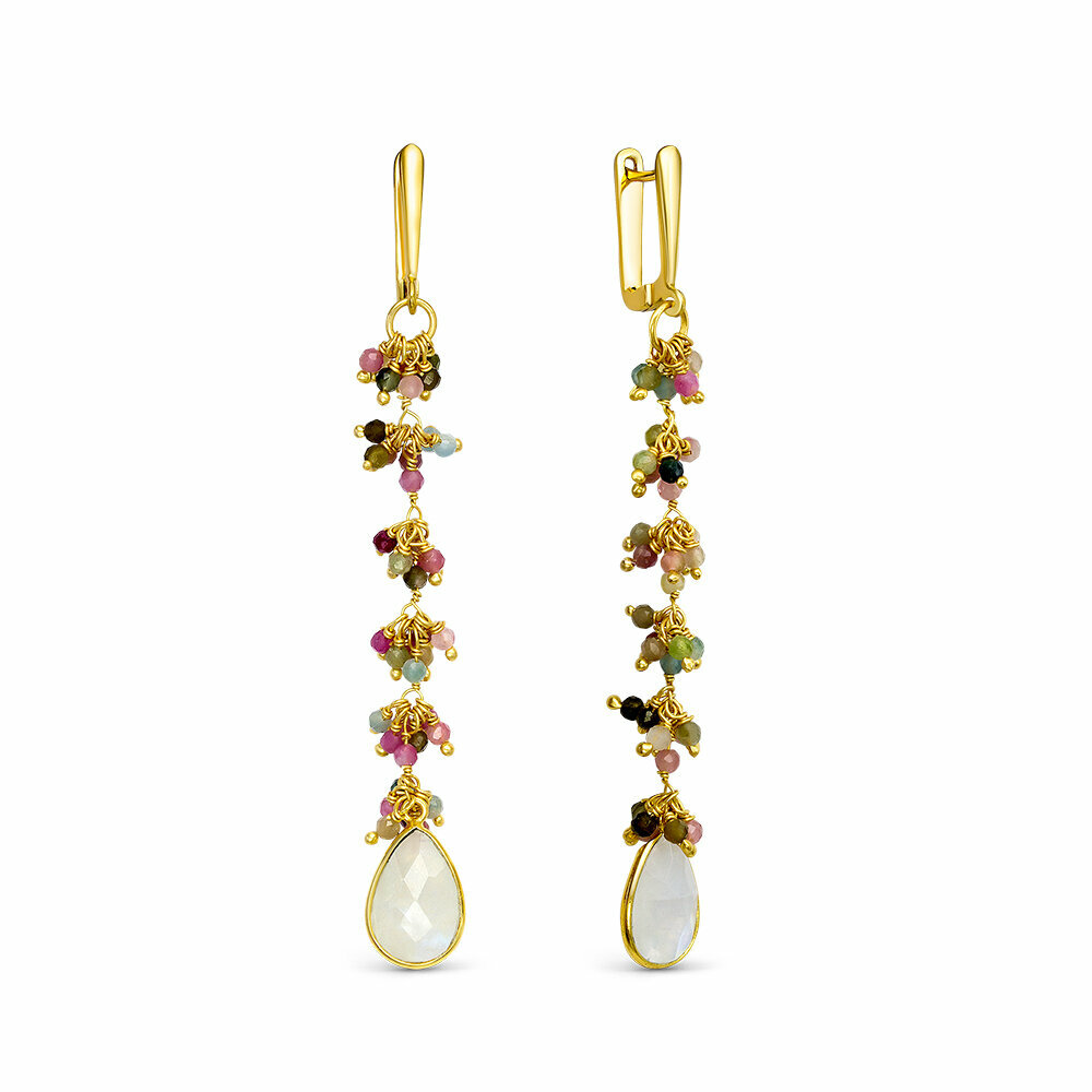 Серьги, серебро, 925 проба, лунный камень