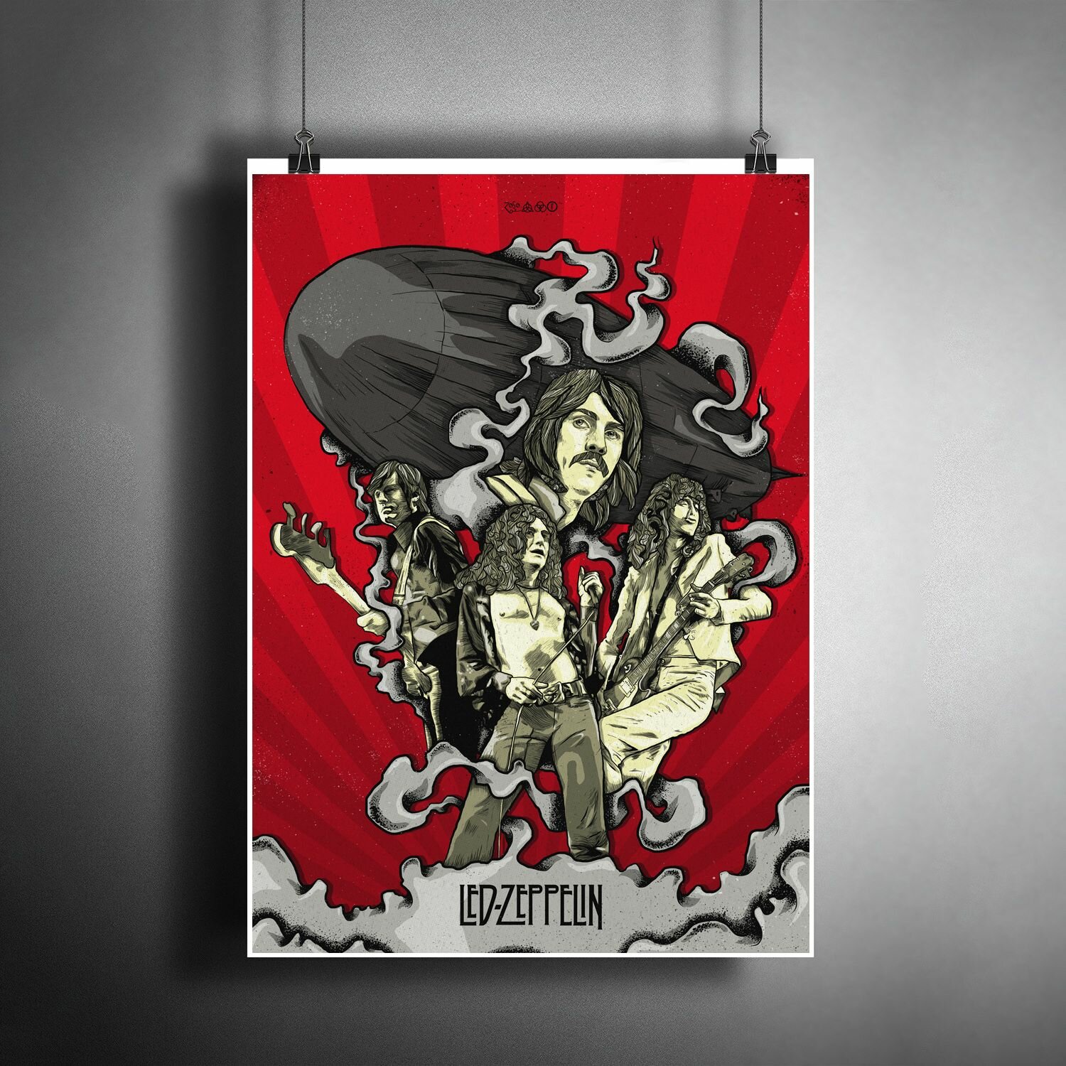 Постер плакат для интерьера "Музыка: Рок-группа Led Zeppelin (Лед Зеппелин)" / Декор дома, офиса, комнаты, квартиры, детской A3 (297 x 420 мм)