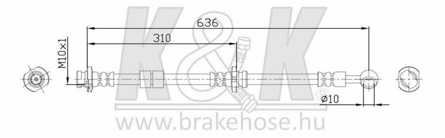 K&K FT0461 Шланг тормозной NISSAN Primera Hatchback (P12) 1.9 dCi 04.03-