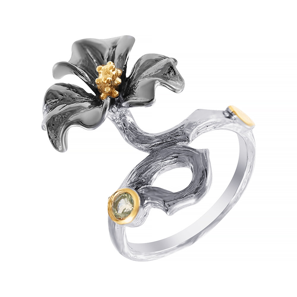 Кольцо, серебро, 925 проба, перидот