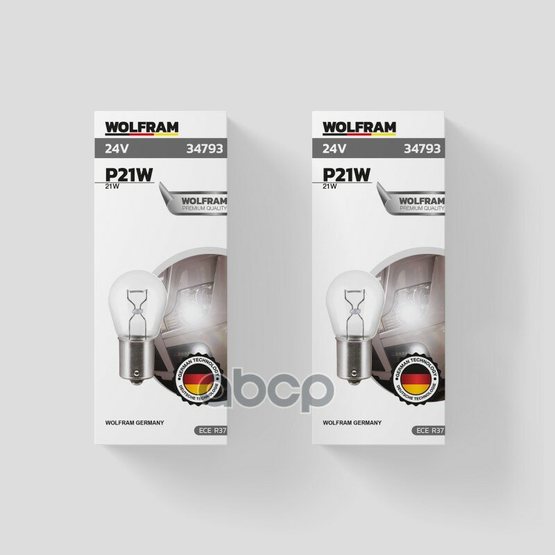 Лампа 24V P21W 21W BA15s WOLFRAM 1 шт. картон 34793 WOLFRAM арт. 34793