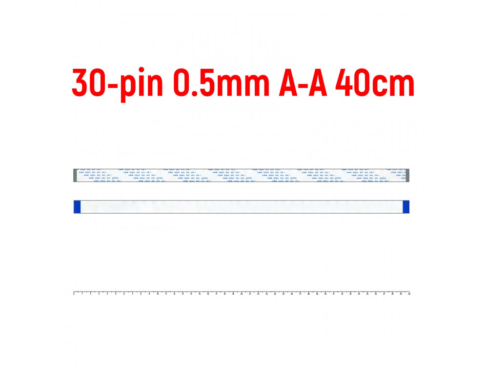 Шлейф FFC 30-pin Шаг 0.5mm Длина 40cm Прямой A-A AWM 20624 80C 60V VW-1