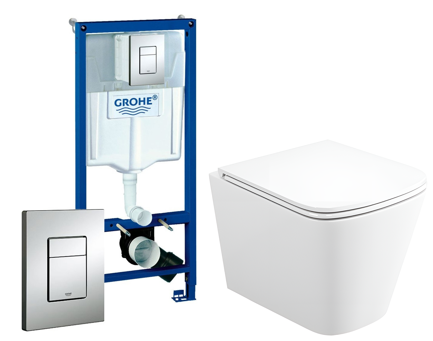 Комплект 3 в 1 инсталляция Grohe Rapid SL + Унитаз подвесной Enio Binario Tornado + кнопка хром