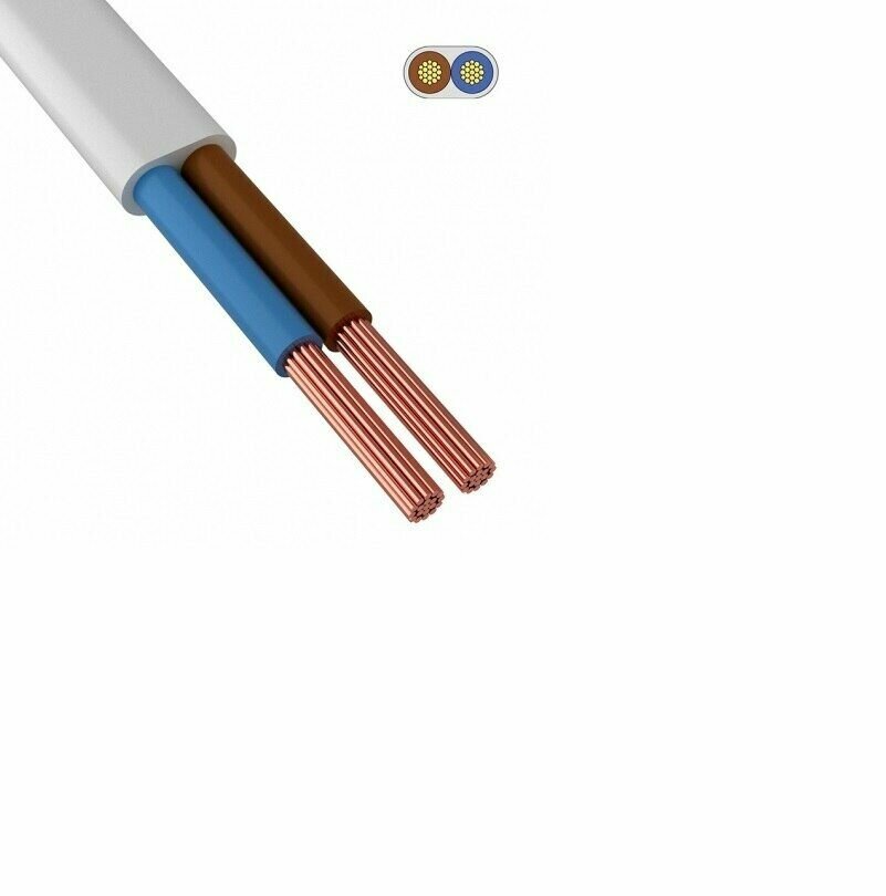 Провод пугвв Медь 2х 2,5 Плоский Многопроволочный Белый ТУ