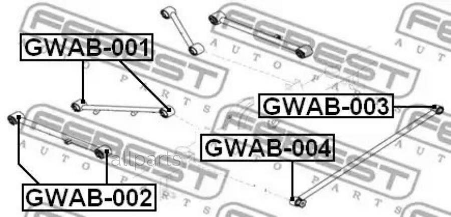 FEBEST GWAB-001 сайленблок задней продольной тяги (GREAT WALL HOVER/SAFE F1 2005-) FEBEST