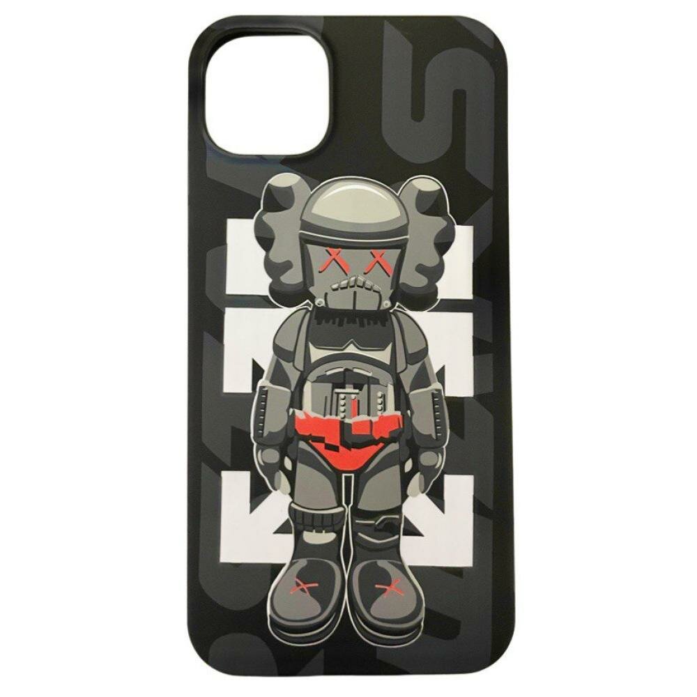 Чехол силиконовый Iphone 14 Plus Luxo Kaws Робот, светящийся в темноте