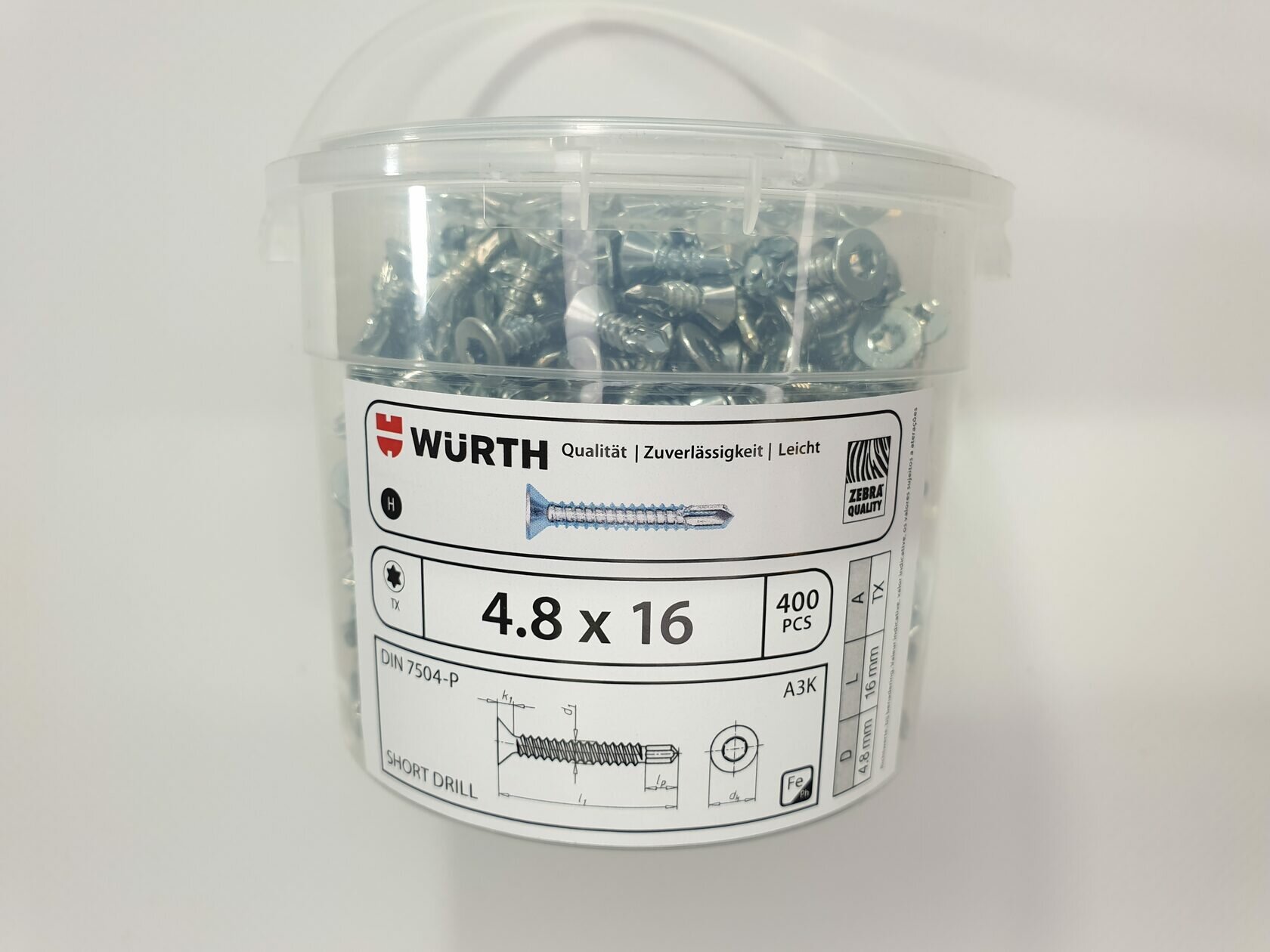 Саморез по металлу DIN 7504-P 4.8x16 (400 pcs) WURTH, Германия