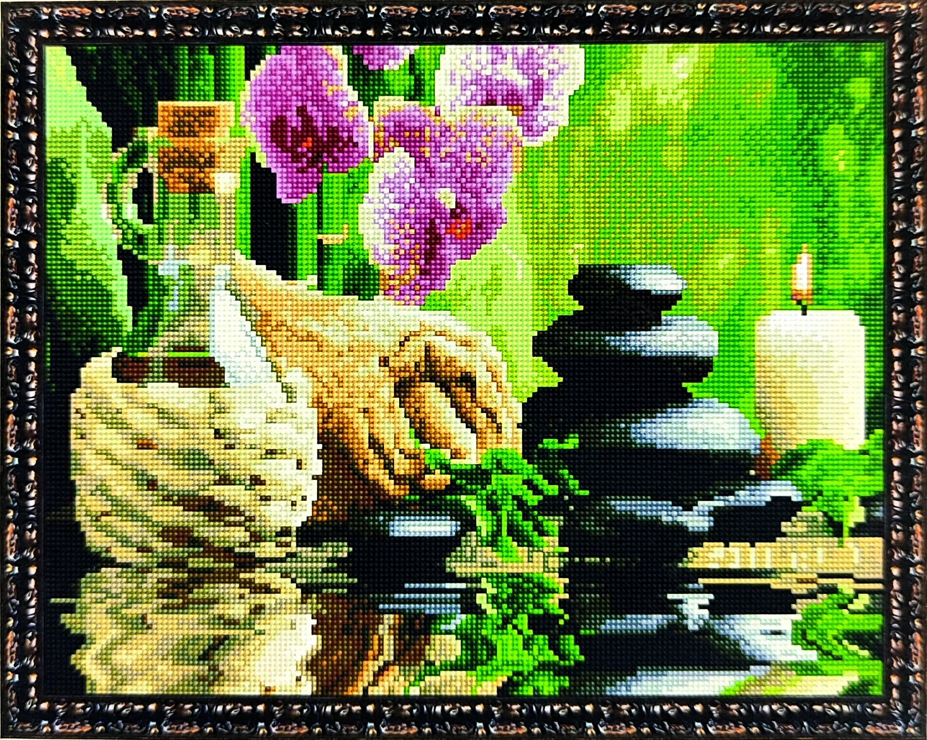 Алмазная мозаика 40x50см круглые стразы сирень, пионы, ягоды, фрукты, архидея, розы, натюрморт, кофе, маки, шоколад