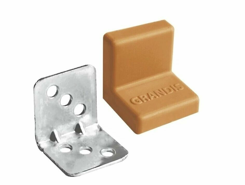 Уголок мебельный, 25*25 мм, с пластиковой заглушкой в комплекте, Grandis , цвет ольха (10 штук)