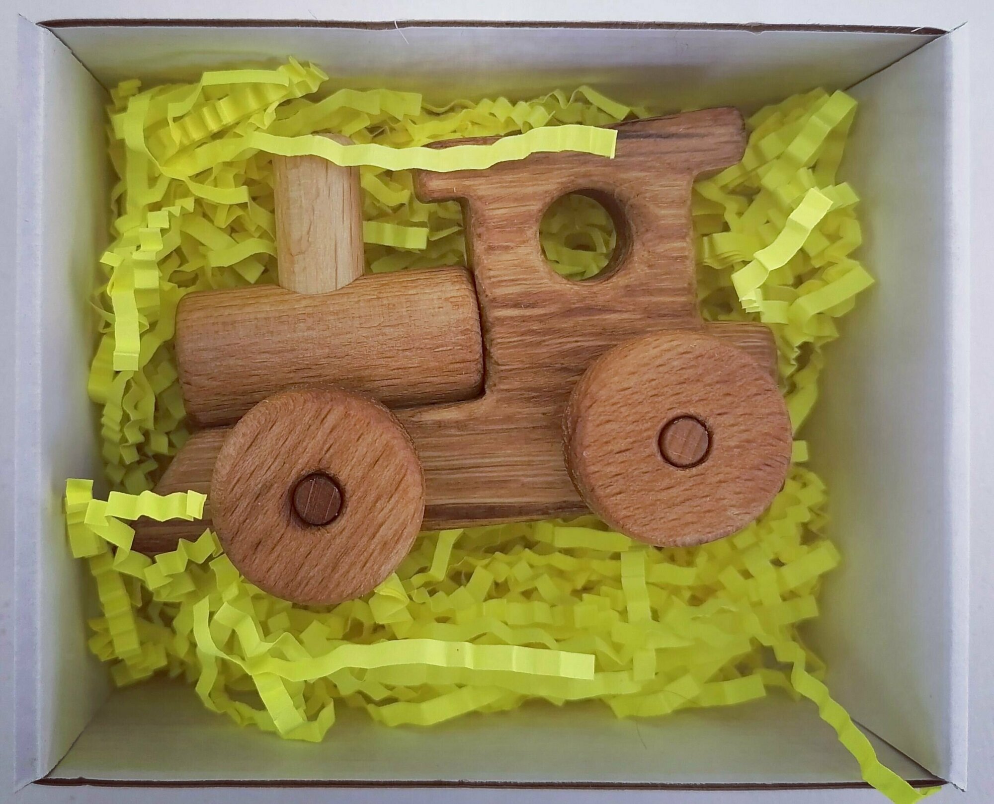 Паровозик - деревянная мини машинка в подарочной упаковке