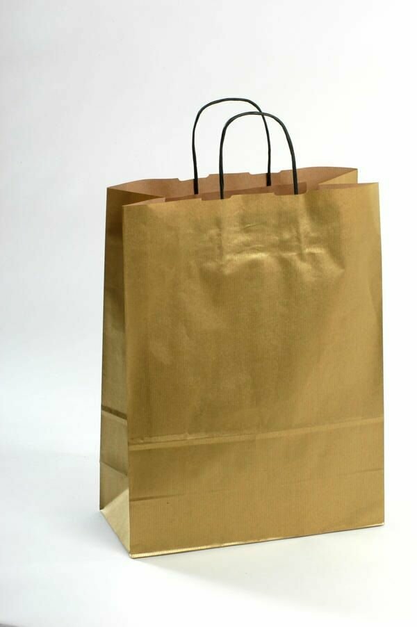 Пакет 25 шт. Toptwist золотой, ребеный, круч ручки,320х420х140 арт.36