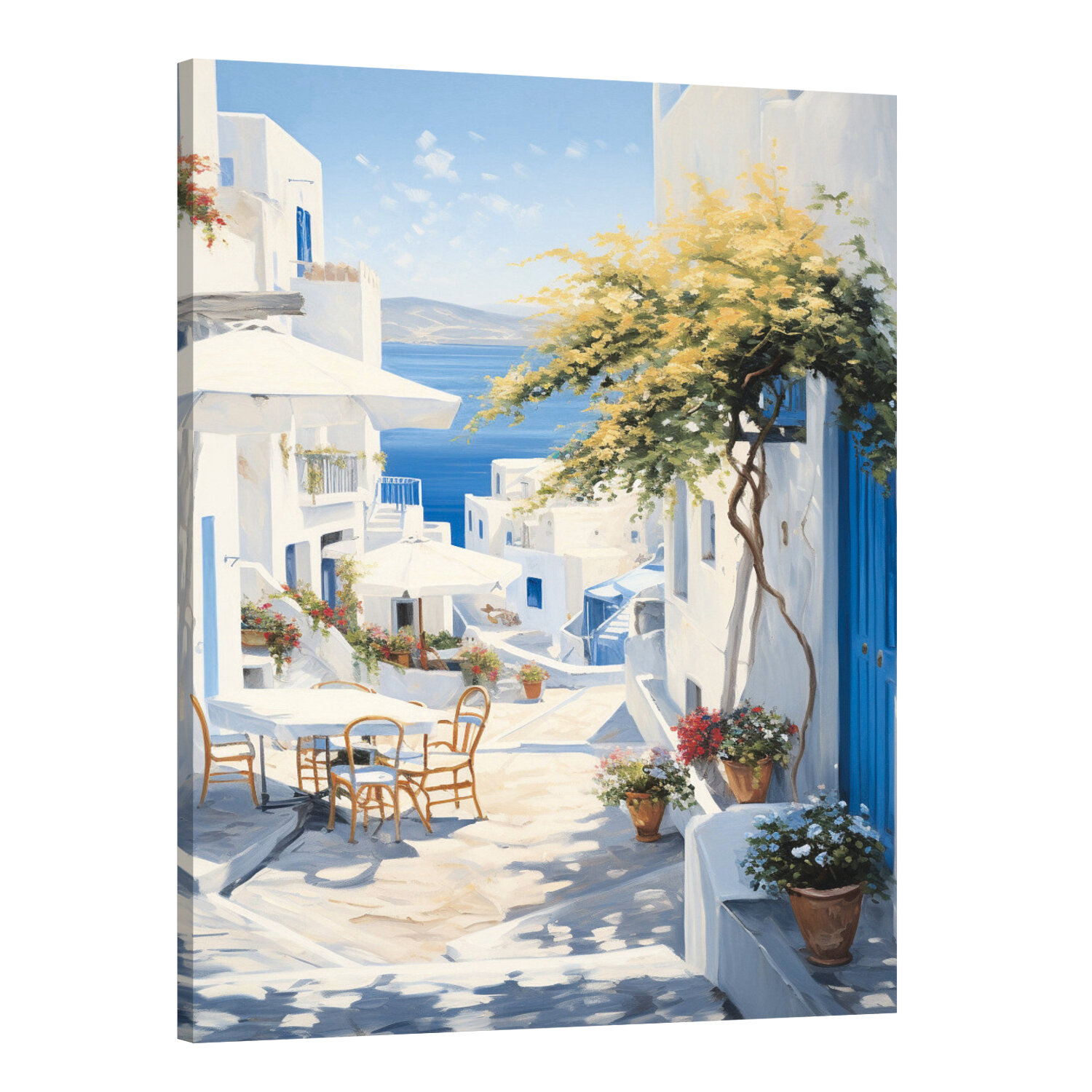 Интерьерная картина 50х70 "Греция: умиротворение в белом"