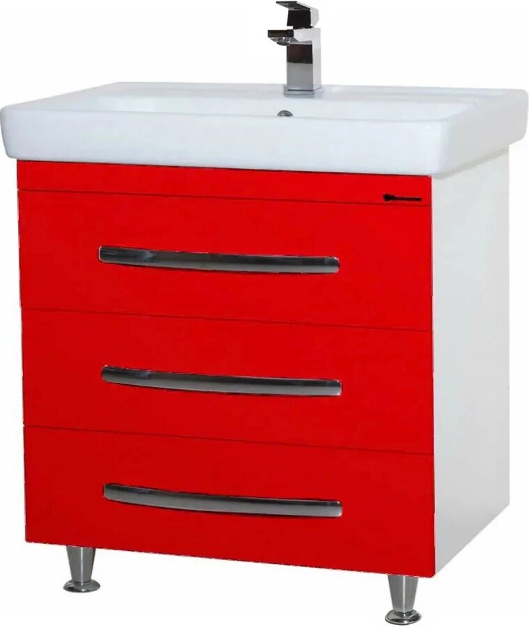 Тумба красный глянец/белый глянец 74,5 см Bellezza Рокко 4635313660038