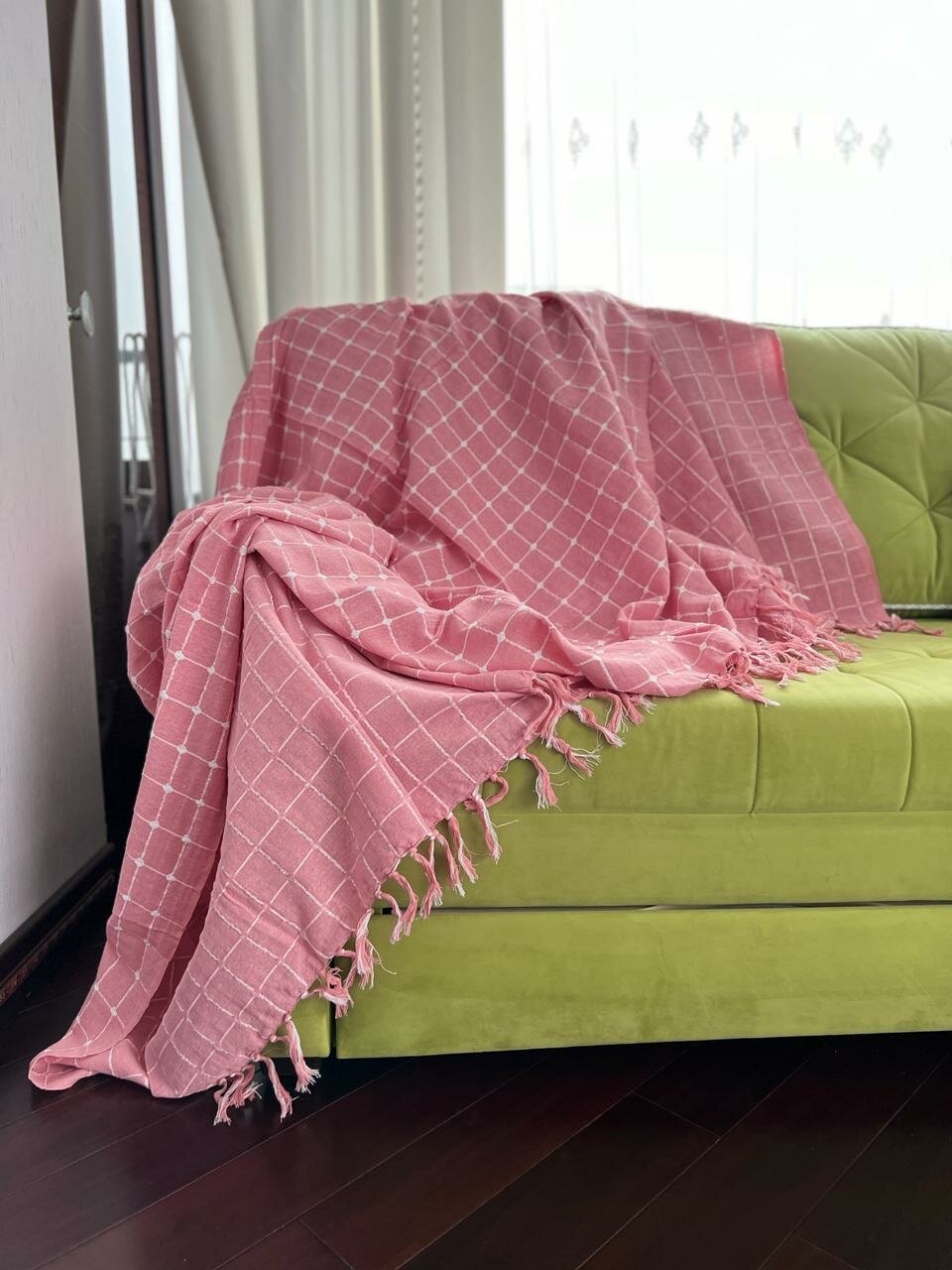 Покрывало-накидка Neemantika Премиум чистый хлопок 100% Индия, 225*250, Розовый (oxan)