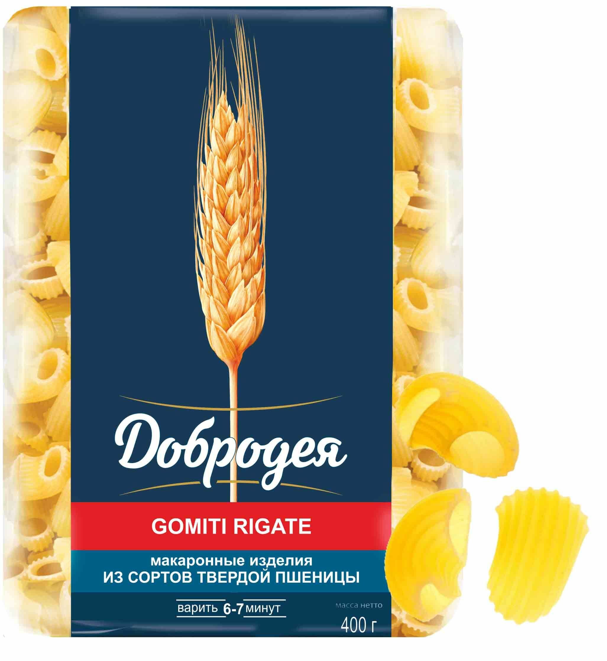 Макаронные изделия Высший сорт "Добродея" GOMITI RIGATE 400гр. 6шт.