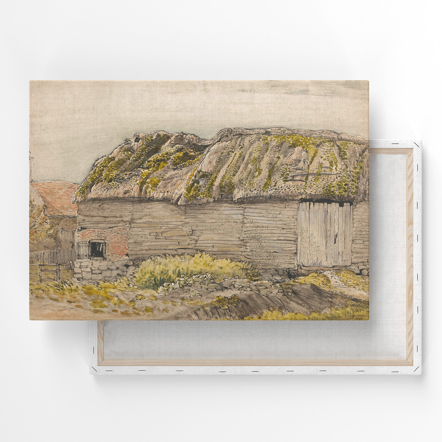Картина на холсте, репродукция / Сэмюэл Палмер - A Barn with a Mossy Roof, Shoreham / Размер 30 x 40 см