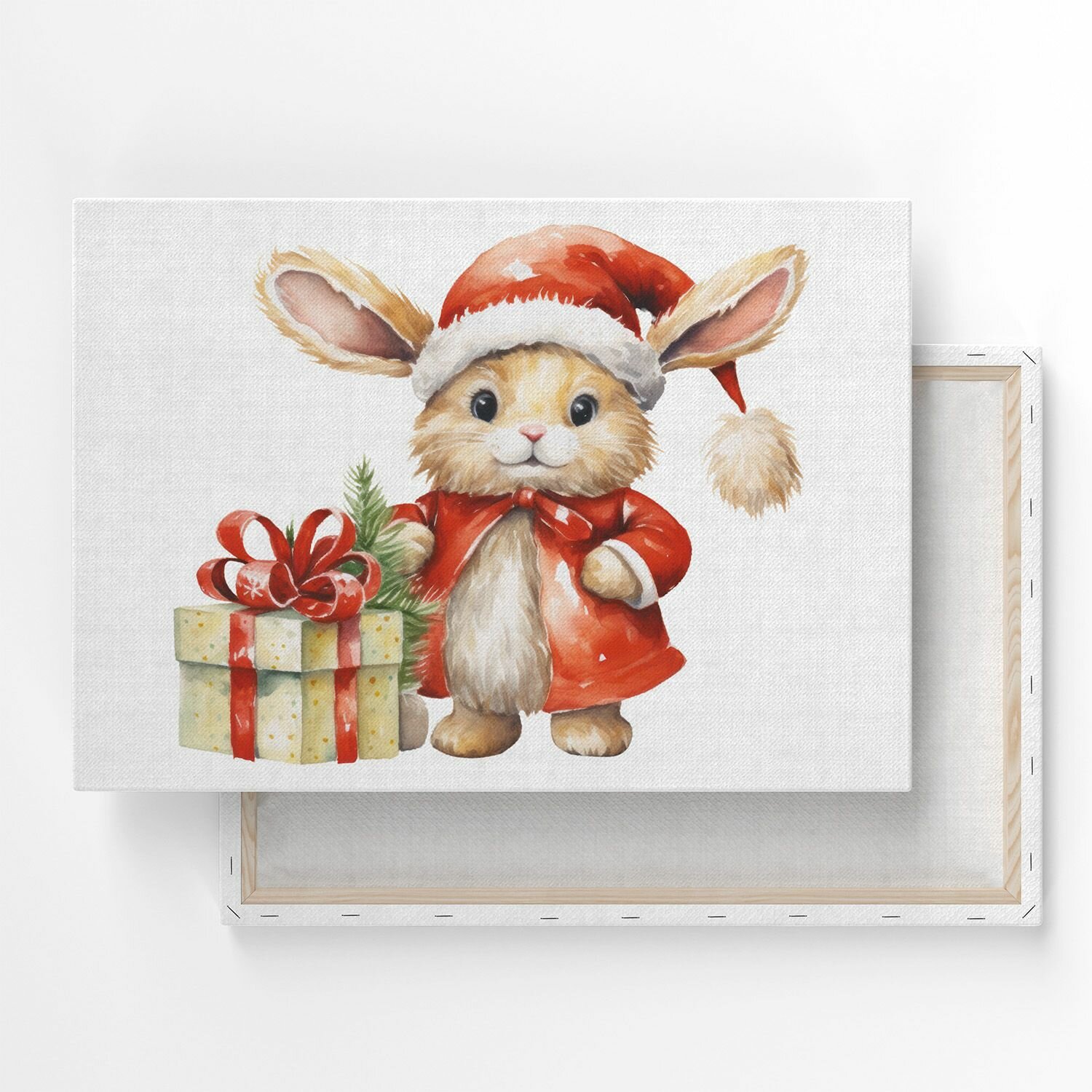 Картина на холсте, репродукция / Кролик Дед Мороз / Размер 60 x 80 см