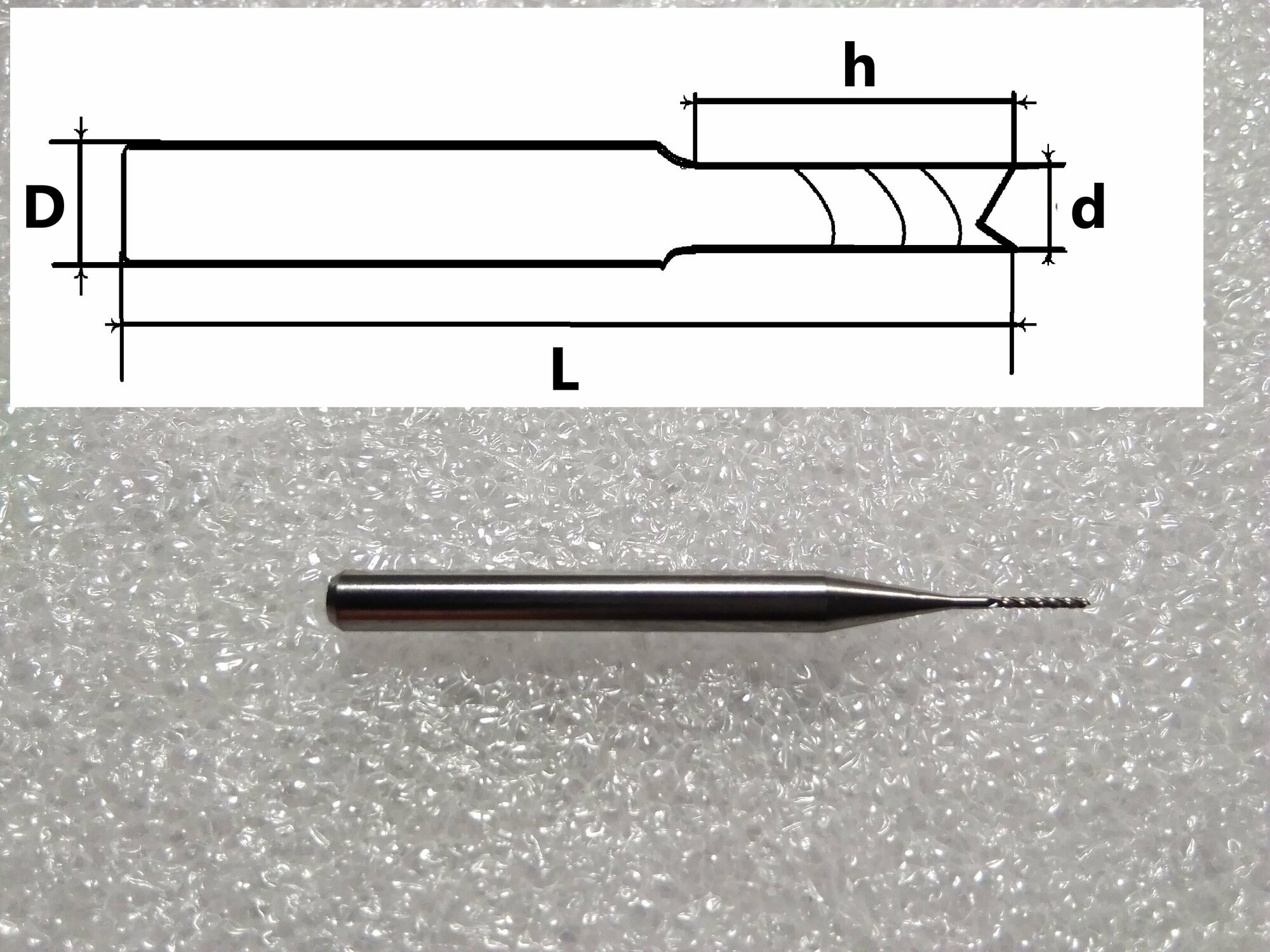 Фреза рашпильная (кукуруза) LD0.6, d-0,6/ h-4/ D-3,175/ L-38,1 для ЧПУ станка